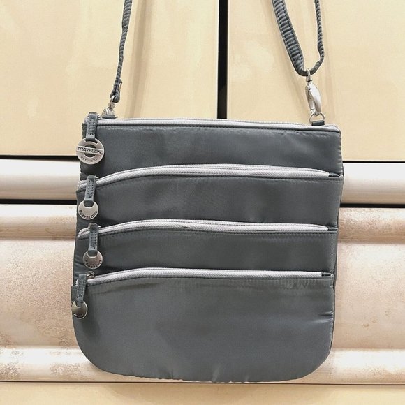 Travelon | Bags | Travelon Nylon Multi Zip Lightweight Travel Blue Gray ...